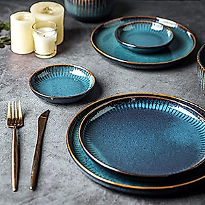 Porcelain Dinner Set Ceramics Dinner Sets Ceramics Dinner Sets, Bowl/Spoon/Plate Light American Style Starlight Series Dinnerware Set 28 Pieces - Family Party and Kitchen Restaurant