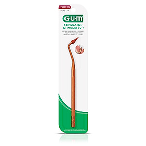 GUM Stimulator Permanent Handle - 1 Rubber Tip Included - Long Handled Massager for Gums - Remove Plaque & Promote Gum Health, 1ct