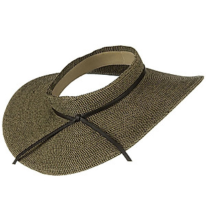 Jeanne Simmons UPF50+ Crownless 4 Inch Wide Brim Visor - Black Tweed OSFM