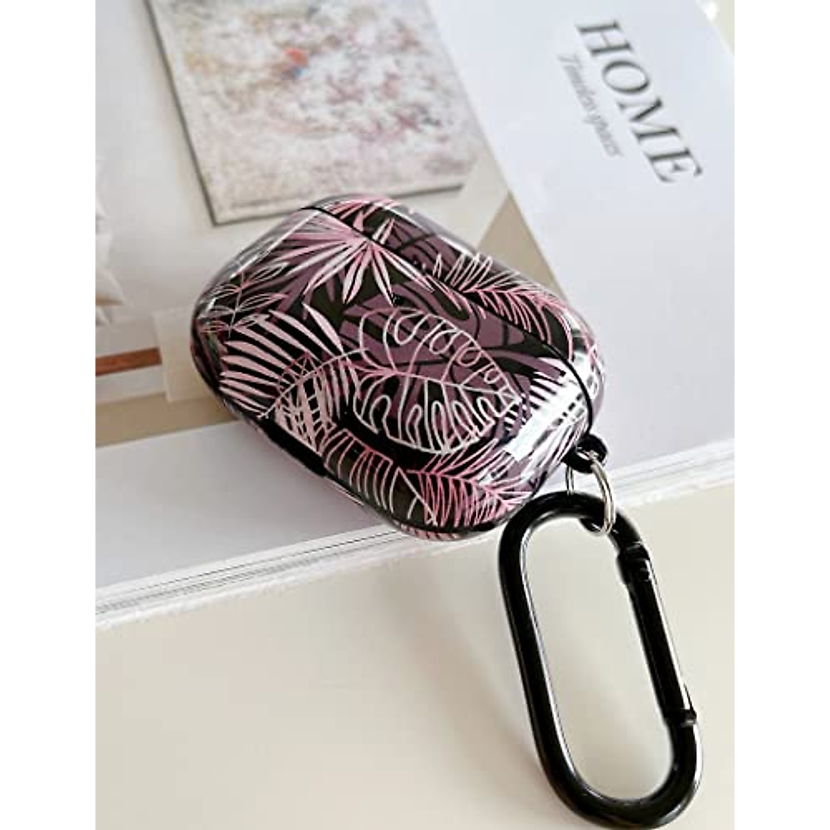 Flower Case Compatible with Apple AirPods Pro Floral, Leaf Smooth Design Cute Kawaii Protective Case Anti-Fall Headphone Case for Airpod Pro Case (AirPods Pro, Rose Gold Leaf)