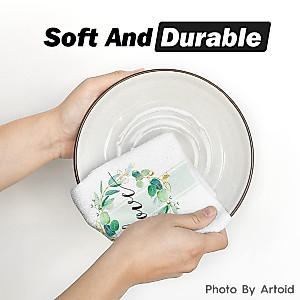 Artoid Mode Eucalyptus Get Cozy Love Home Kitchen Towels, 18 x 26 Inch Holiday Spring Summer Wedding Daily Fingertip Towel Tea Bar Hand Drying Cloth Kitchen Bathroom Gift Set of 4