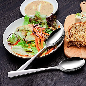 6 Pieces large Soup Spoons, Stainless Steel Spoon Premium Food Grade Large Dinner Spoons Unique Large Capacity Spoon Head Design can Accommodate more Food, Can Also be used as a Family Serving Spoon