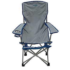 ALPS Mountaineering Escape Lounge Camping Chairs for Adults with Footrest and Adjustable Armrests, Sturdy Steel Frame, Compact Foldable Design, and Carry Bag, Gray/Blue - New