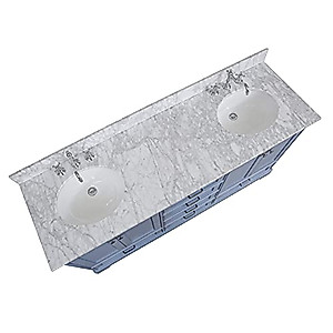 Kitchen Bath Collection Harper 72-inch Double Bathroom Vanity (Carrara/Powder Blue): Includes Powder Blue Cabinet with Authentic Italian Carrara Marble Countertop and White Ceramic Sinks