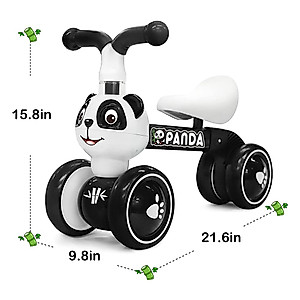 Baby Balance Bikes for 1 2 3 Year Old Boys Girls, Riding Toys for 10-36 Month Toddler | No Pedal Infant 4 Wheels Baby Bicycle | Best First Birthday New Year Holiday (Panda)