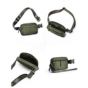 WESTBRONCO Fanny Packs for Women Men, Belt Bag with 4 Zipper Pockets, Fashion Waist Packs, Lightweight Crossbody Bags with Adjustable Strap for Workout/Running/Hiking (Green)