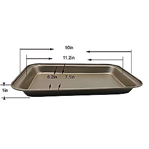 POKALI 3 Piece Bakeware Set,Nonstick Cookie Baking Sheets, Cookie Sheet, Muffin Pan, Loaf Pan Rectangular Tray 9.5X5.5inch-gold