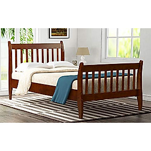 HBRR Wood Platform Bed Frame Twin Wood Bed Frame with Headboard and Footboard, 10”Height for Underbed Storage/No Box Spring Needed/Wooden Slats Support, Walnut