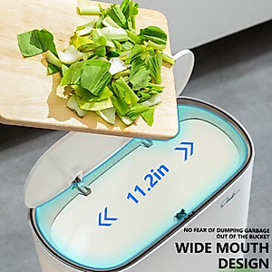 CENGNIAN 1.5 Gallon Bathroom Trash Can with Press-Top Lid, Adsorption Garbage Can with Lid, Smart Plastic Slim Wastebasket for Bathroom, Office, rv, Bedroom, Living Room