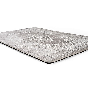 Rugshop Distressed Traditional Vintage Design Anti Fatigue Standing Mat 18" x 47" Gray