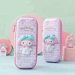 MEADOW Kawaii Pencil Case, Squishy Cute Anime Cosmetic Bag Pouch (Pink)