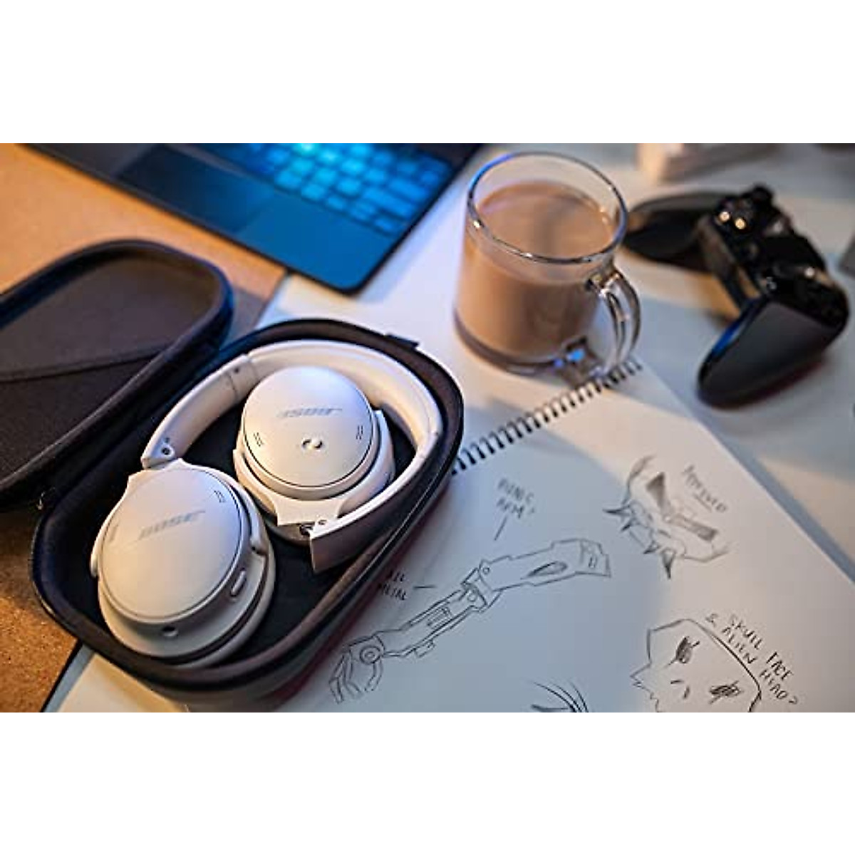 Bose QuietComfort 45 Noise Canceling Bluetooth Headphones (White Smoke)