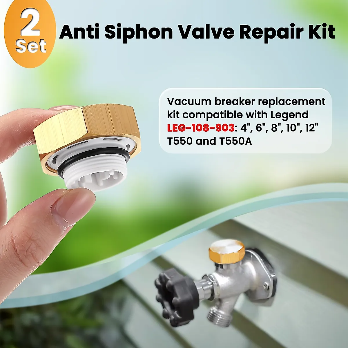 Ceoighe 2 Pack Anti Siphon Valve Repair Kit, Outdoor Frost Free Faucet, Vacuum Breaker Repair Kit Compatible with Legend LEG-108-903 T550 T550A, Frost Free Faucet Repair Kit for Outside Faucet Repair