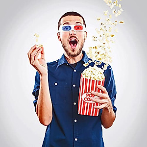 500 Pcs Paper Popcorn Holders, 1 oz Red and White Striped Popcorn Bags Flat Bottom Popcorn Supplies for Carnival Baseball Party Movie Theater Concession Stands Snack Bar, 3.54 x 2.36 x 8.27 Inches