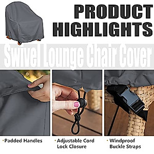 ZILOMI Outdoor Swivel Lounge Chair Cover 2 Pack, Fits Most Lawn Patio Chairs / Swivel Dining Chair (32'' Lx35'' Wx36'' H) ,480D Oxford Cloth Water-Resistant,Gray