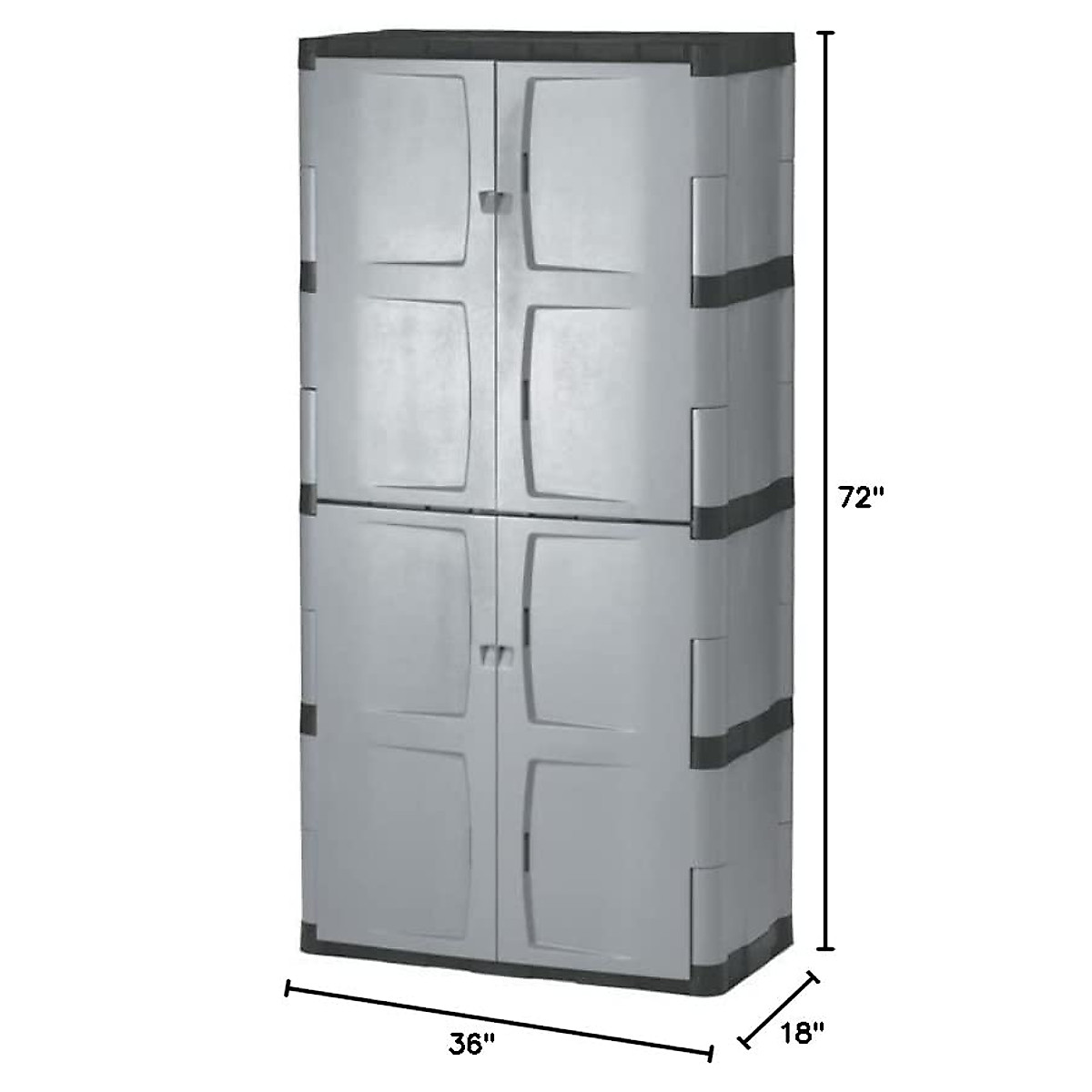 Rubbermaid Freestanding Storage Cabinet, Five Shelf with Double Doors, Lockable, Large, 690-Pound Storage Capacity, Gray, For Garage/Outdoor Storage of Garden Tools/Toys/Power Tools/Pool Accessories