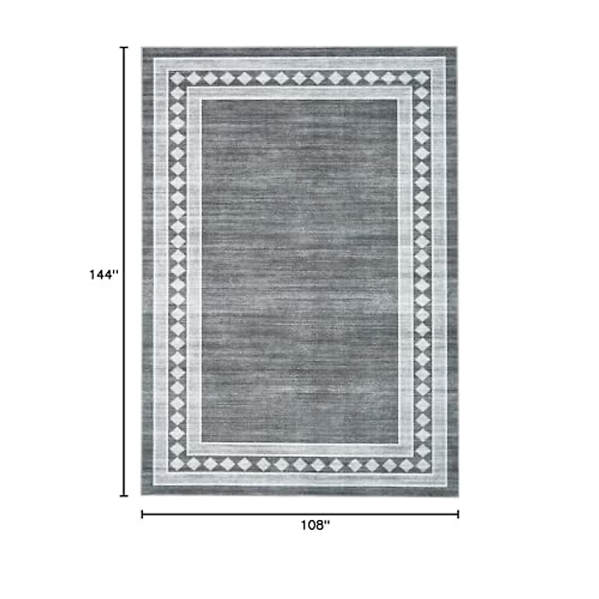 RUGSREAL Large Area Rug 9x12 Bordered Rug Indoor Outdoor Rug Solid Rug Soft Modern Geometric Boho Rug, Non-Slip Rugs for Living Room, Foldable Machine Washable Area Rug (9x12,Grey)