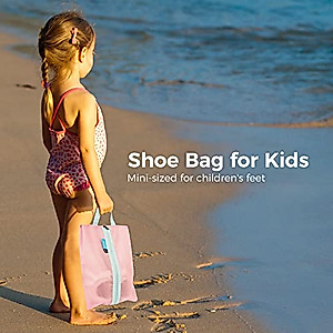 pack all Water Resistant Kids Shoe Bag for Travel, Storage Organizer Shoe Pouch with Zipper, Cute for Unisex-Child, Girls, Boys,Toddlers(Pink)