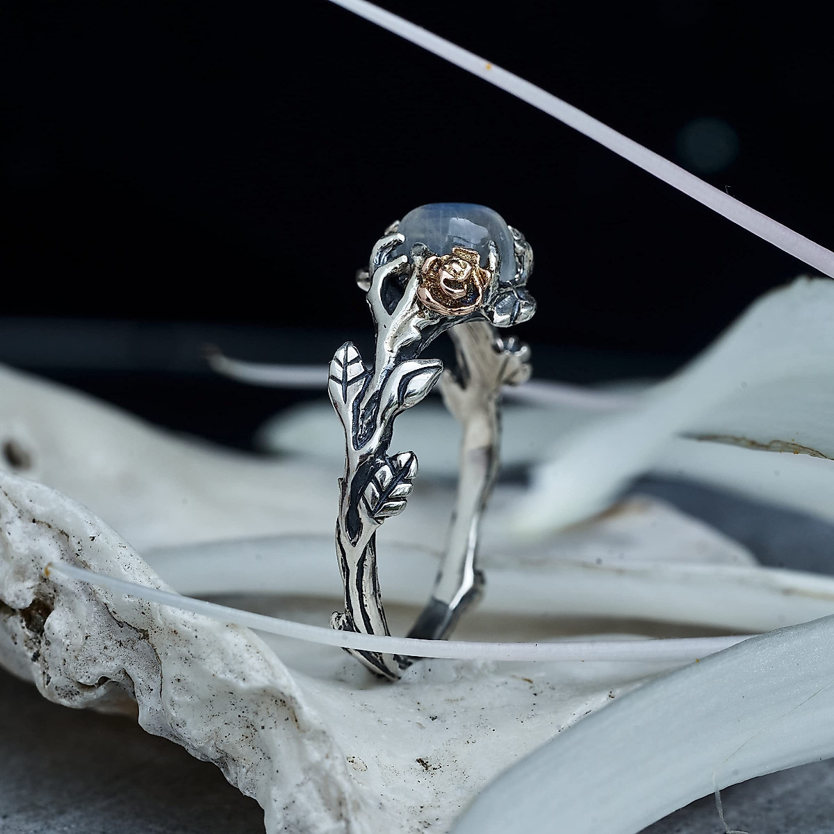 925 Sterling Silver Moonstone Ring "Primrose" | 6mm Rainbow Moonstone ring | Engagement ring | Ring For Women | Handmade (8)