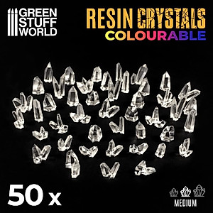 Green Stuff World GSWD-2538 Clear Resin Crystals, Transparent, Medium Size, 50 Pieces, Diorama Material