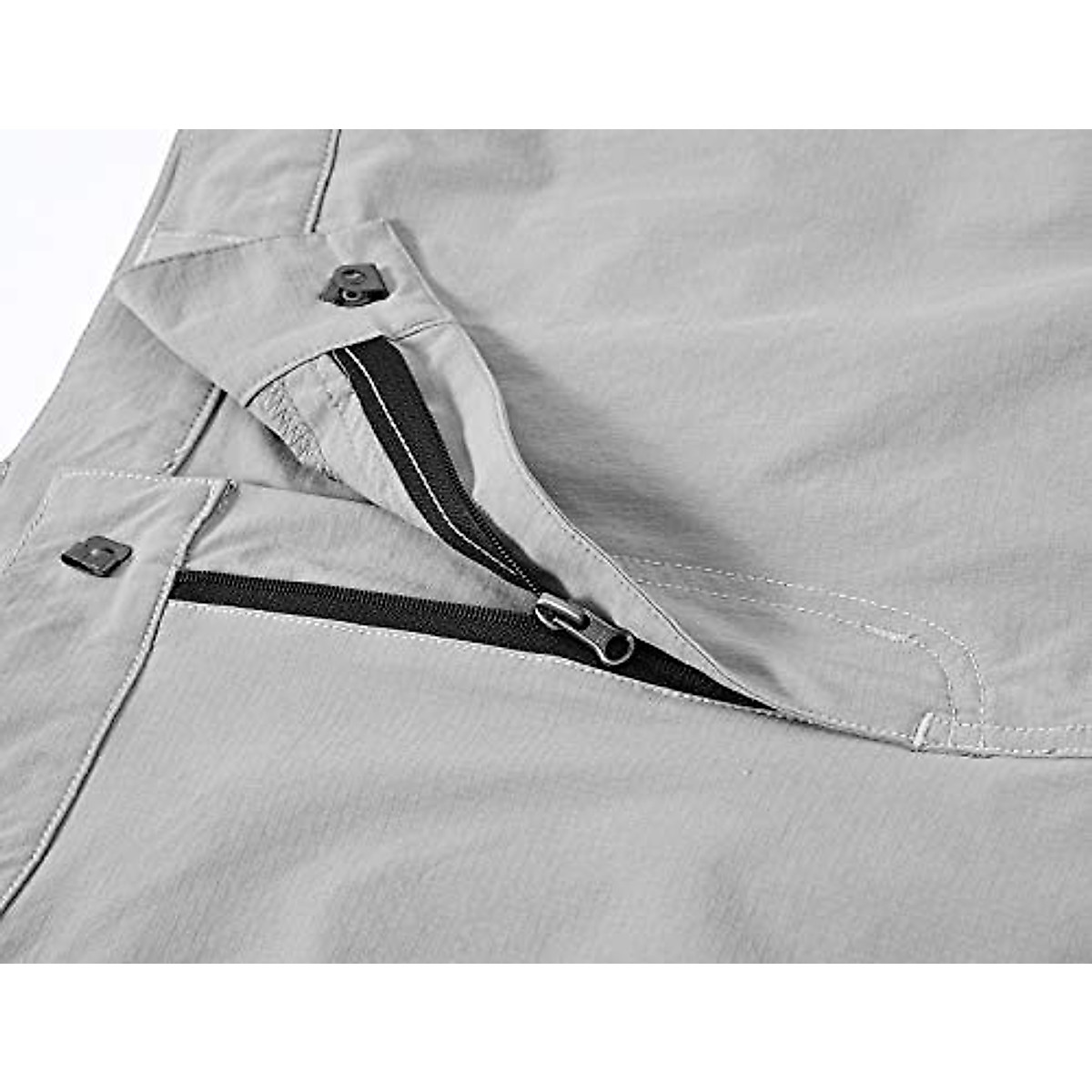 BASUDAM Men's Cargo Hiking Shorts Stretch Quick Dry Lightweight Work Shorts 6 Pockets for Camping Travel Light Grey 36