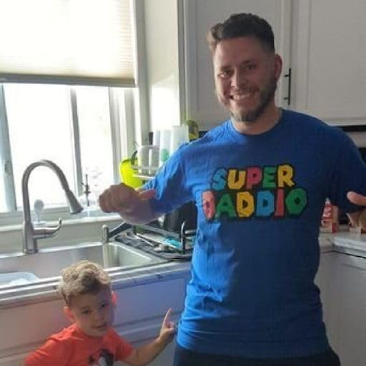 Super Daddio T-Shirt Patriotic Tribute Tee | American Pride Veteran Support Shirt | 100% Cotton Military Apparel | Blue, 3X-Large