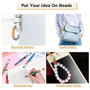 Silicone Beads, 150pcs Silicone Beads Bulk Round Bead 15mm Hexagon Silicone Beads 14mm for Jewelry Making Large Beads with Lanyard & Key Chain Ring for Keychain Making (15MM Macaron)