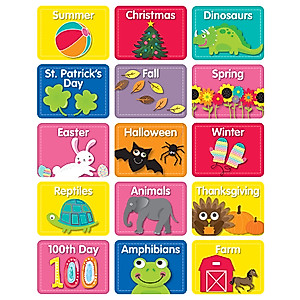 Schoolgirl Style - Just Teach | Library Labels Colorful Cut-Outs, Classroom Décor, 45 Pieces