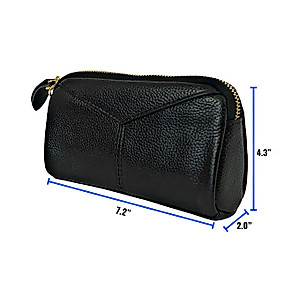 PlanetHawk Women's Genuine Leather Wristlet Clutch Cell Phone Purse, Black