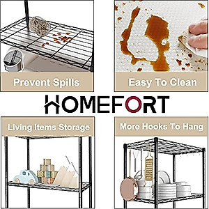 HOMEFORT 5-Shelving Unit,Adjustable Wire Shelving,Metal Wire Shelf with Shelf Liners and Hooks for Kitchen,Closet,Bathroom,Laundry,Black,21" W x 11" D x 59" H