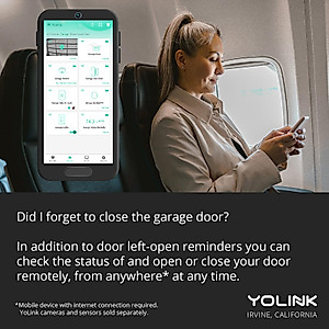 YoLink 1/4 Mile World's Longest Range Smart Wireless Garage Door Opener, App Control, Compatible with Alexa IFTTT, YoLink Hub Required
