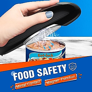One Touch Electric Can Opener, Hands Free Automatic Can Openers Fit Different Cans with No Sharp Edges for Kitchen, Food Safe Battery Can Opener Kitchen Essential