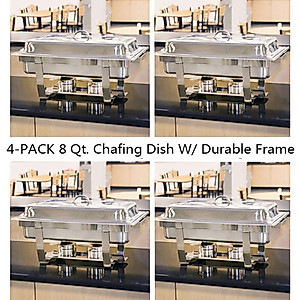 Thaweesuk Shop New 8QT 4 Pack Catering Stainless Steel Chafer Chafing Dish Sets Full Size Buffet 24"x14"x11.4" (LxWxH) of Set