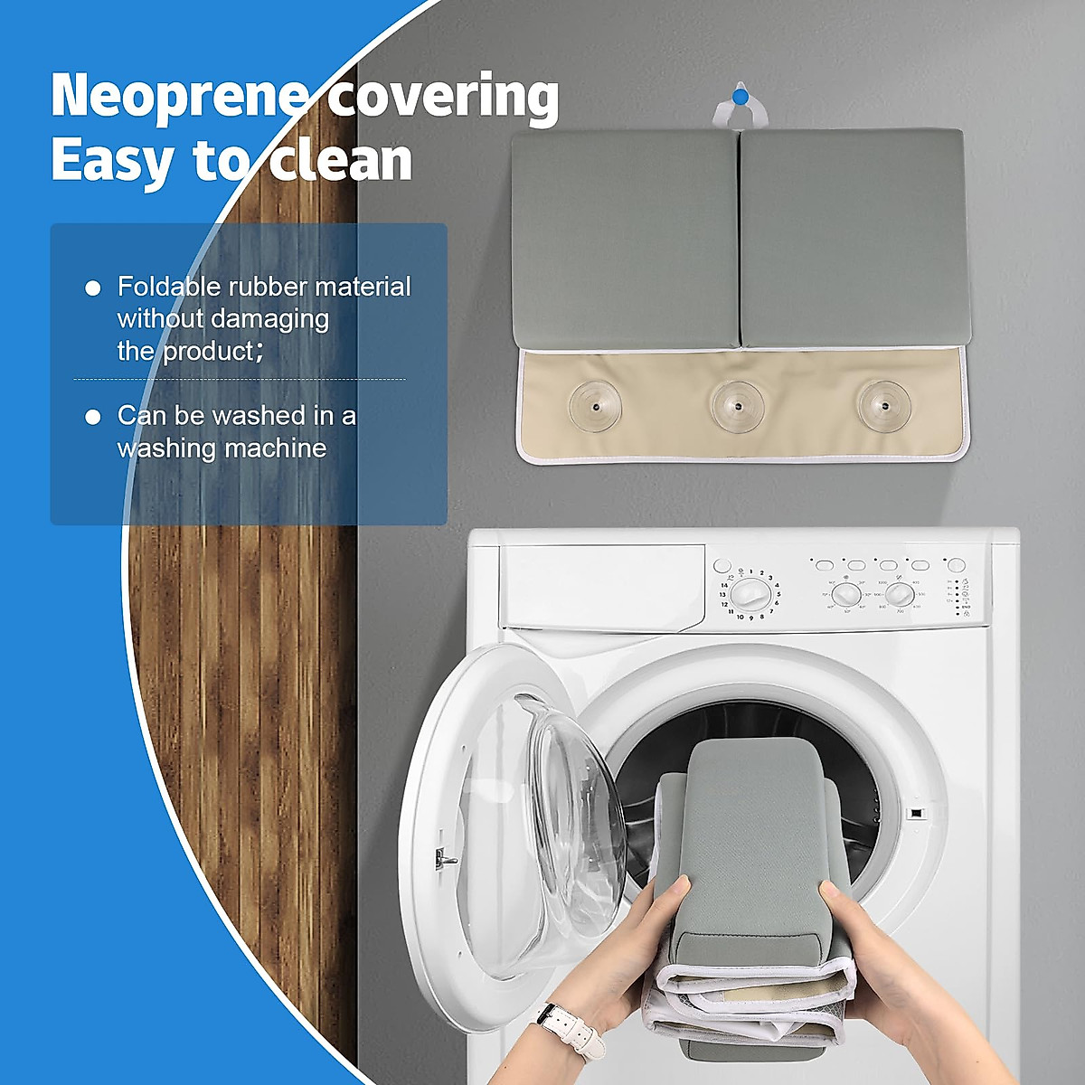 Baby Bath Kneeler and Elbow Rest Pad Set, Super Thick Non-Slip Bathing Kneeling Mat Quick Drying Foldable Knee Pad for Bathing Babies and Toddler Bathing with Toy Organizer Pockets, Gray