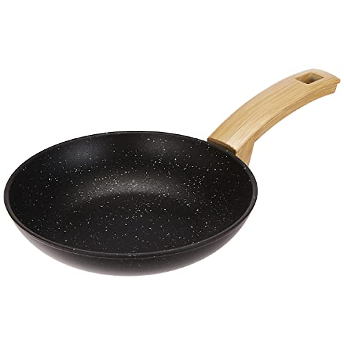 ALLUFLON Etnea Wood Edition Frying Pan, Hardoise Non-Stick and Anti-Scratch Coating, Wood Effect Handle, Safe, 20 cm
