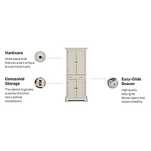 homestyles Dover 71.5 Inches High by 30 Inches Wide with Drawer and Adjustable Shelves White.