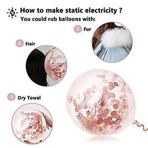 Rose Gold Confetti Latex Balloons, 50 pack 12 inch Birthday Balloons with 33 Feet Rose Gold Ribbon for Party Wedding Bridal Shower Decorations