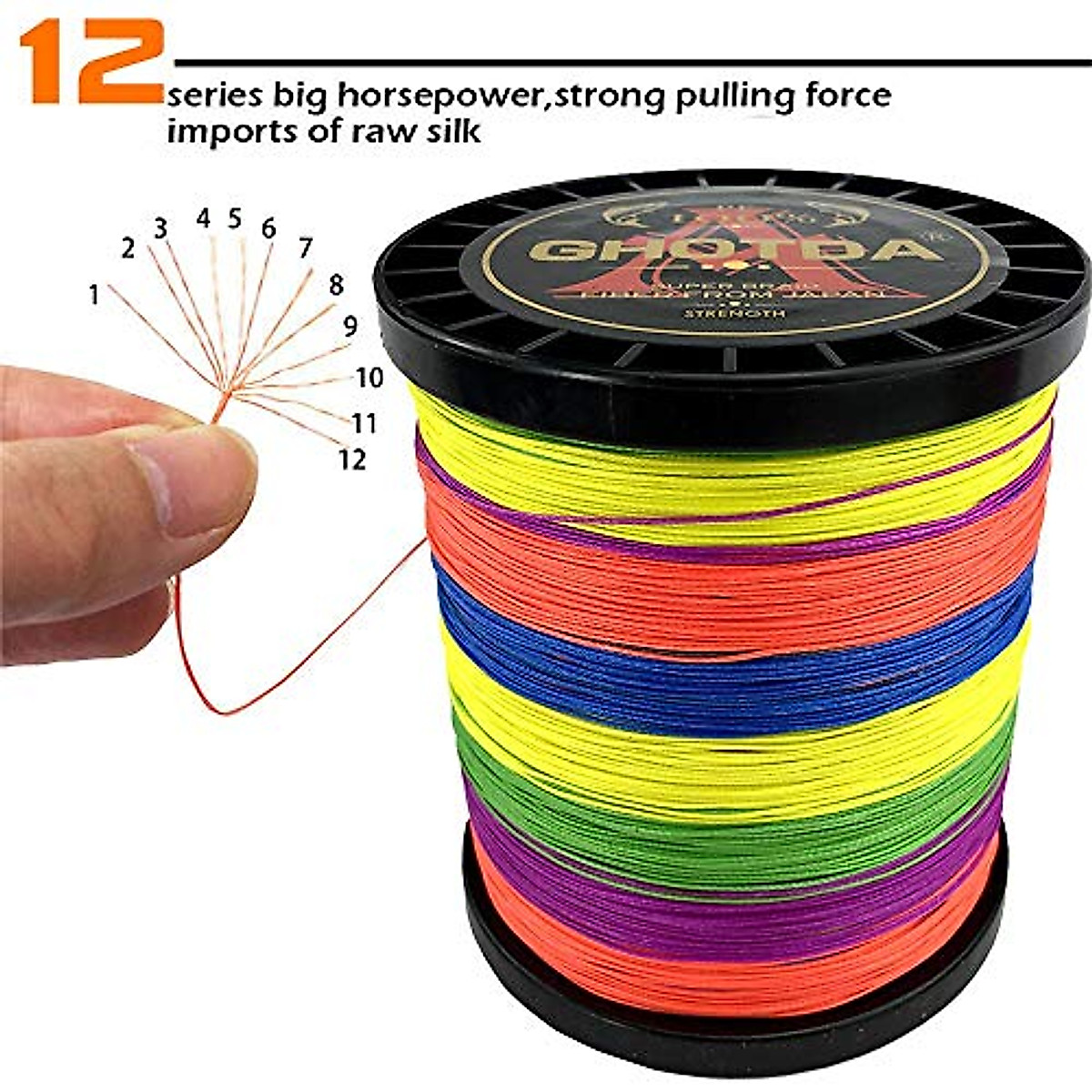 12Strands PE Braided Fishing Line Super Strong Multifilament Fishing Line 0.8-10#