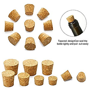 100 Pack Cork Stoppers Wine Bottle Cork Stoppers Wooden Tapered Cork Plugs Replacement Assorted Corks for Wine Beer Bottle Crafts, 10 Sizes