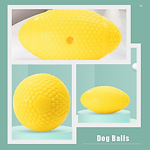 Yustery 2Pcs Dog Squeaky Balls Toys Plastic Rugby Football Toys Interactive Dog Toys Dog Bite Toys