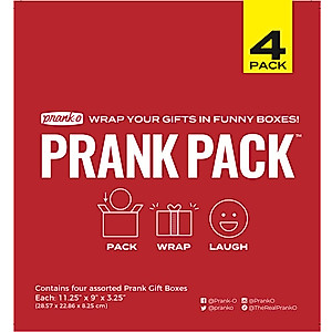 Prank Pack Prank Gift Box Bundle Set 1, 4 Unique Gift Boxes, Wrap Your Real Present in a Funny Authentic Prank-O Gag Present Box, Medium-Sized Novelty Gifting Box for Pranksters