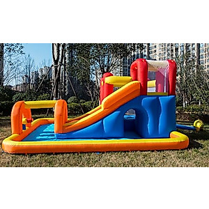 Baralir Inflatable Bounce House with Long Slide & Big Play Pool, Cave & Tunnel Adventure, Endless Indoor/Outdoor Fun of Jumping, Sliding, Climbing, Water Splashing - Surprising Gift for Kids