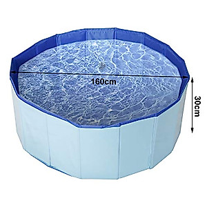Homend PVC Pet Swimming Pool Portable Foldable Pool Dogs Cats Bathing Tub Bathtub Wash Tub Water Pond Pool Blue (160x30cm(63"x12"))