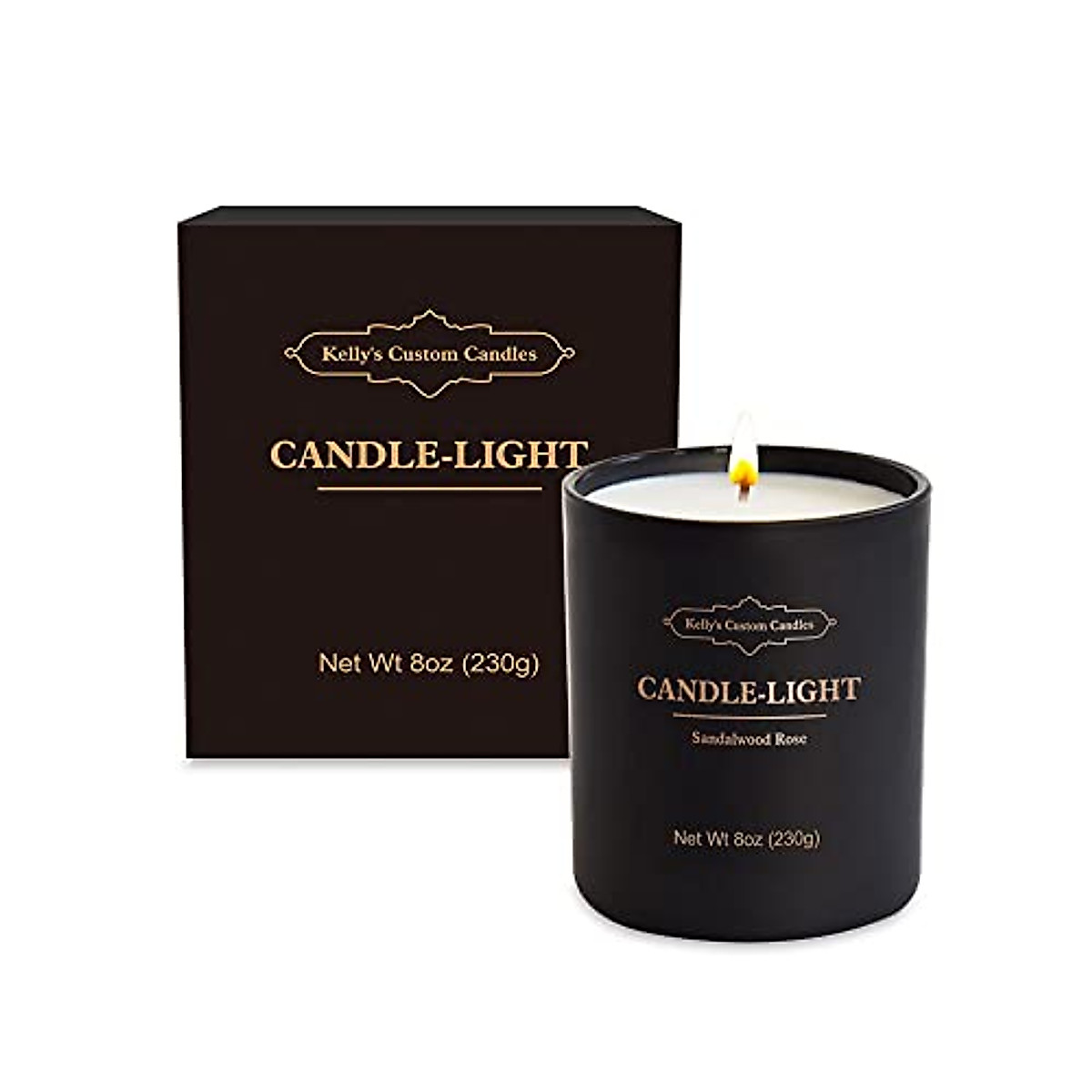 Gifts for Women, Sandalwood Rose Candles, Home Scented Candle, 8 oz Fall Soy Candles, Birthday Gifts for Women, Christmas Thanksgiving Gifts for Women, Online Dating Present，Black Gift Box