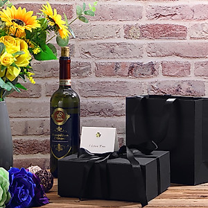 Gift Box 8 x 7 x 3 Inch,Valentines Day Present Box with Lid Paper Bridesmaids Proposal Box with Present Bag Card Ribbon Paper Filler,Gift Boxes for Presents,Wedding Birthdays Gift Packging (Black)