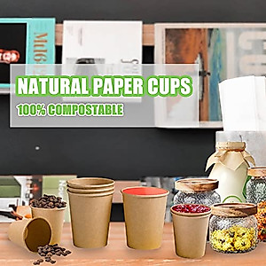 Lamosi 200 Pack 8 OZ Kraft Paper Cups, Brown Disposable Paper Coffee Cups, Unbleached Paper Cups for Hot/Cold Beverage Party Home Office