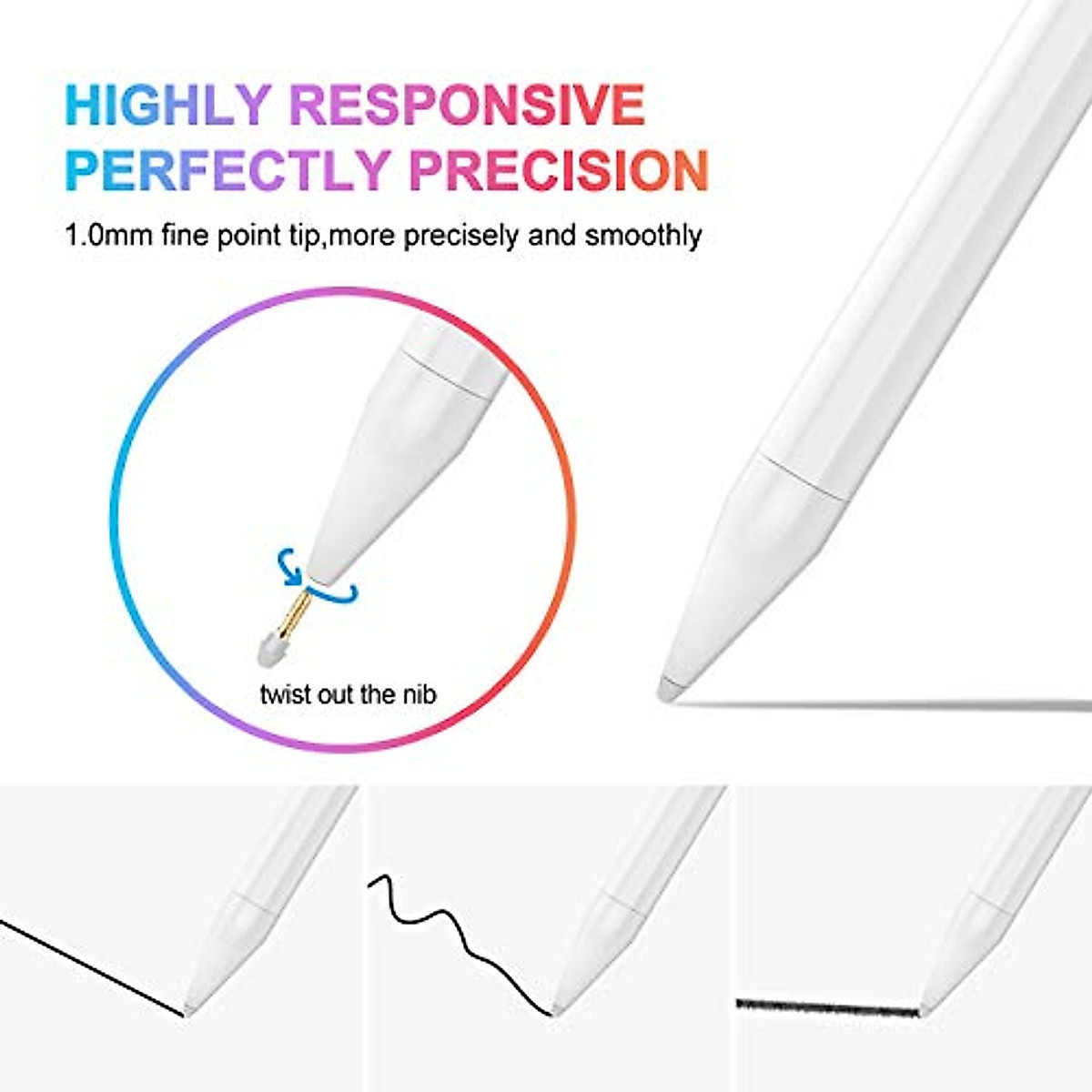 YTLUSN Stylus Pen Compatible with Apple iPad,iPad Active Pencil with No Lag,High Precision,Palm Rejection,for iPad 6th,iPad Mini 5th, iPad Air 3rd Gen, iPad Pro (11/12.9") with Precise Writing/Drawing