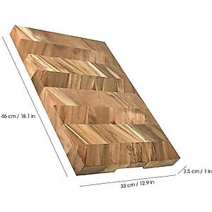BILL.F Chopping Board 18" Large Acacia Wood Cutting Chopping Board for Kitchen with End-Grain,1" Thick Large Butcher Block 18x13x1.0 in