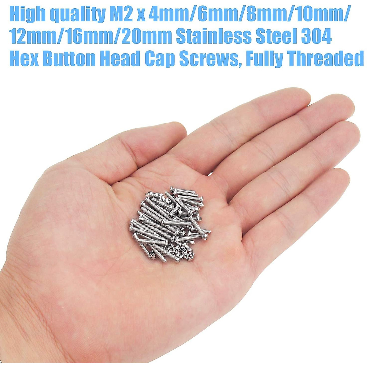 DYWISHKEY 310 Pieces M2 x 4mm/6mm/8mm/10mm/12mm/16mm/20mm, Stainless Steel 304 Hex Button Head Cap Bolts Screws Nuts Kit with Hex Wrench
