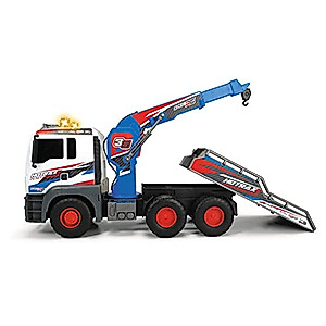DICKIE TOYS 203749025 203749025 203749025 Tow Truck with Free-Wheel Motorised Crane Arm + 1 Car 55 cm Multi-Coloured